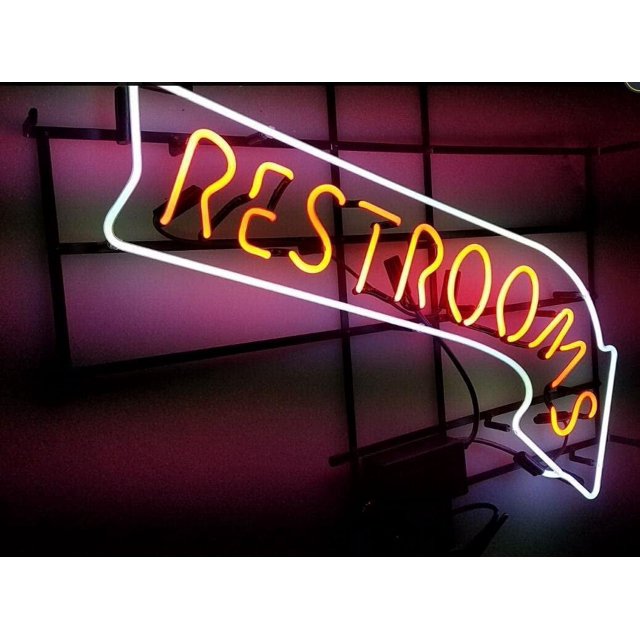 Queen Sense 20"x16" Rest Rooms Toilet Restrooms Arrow Neon Sign Man ...