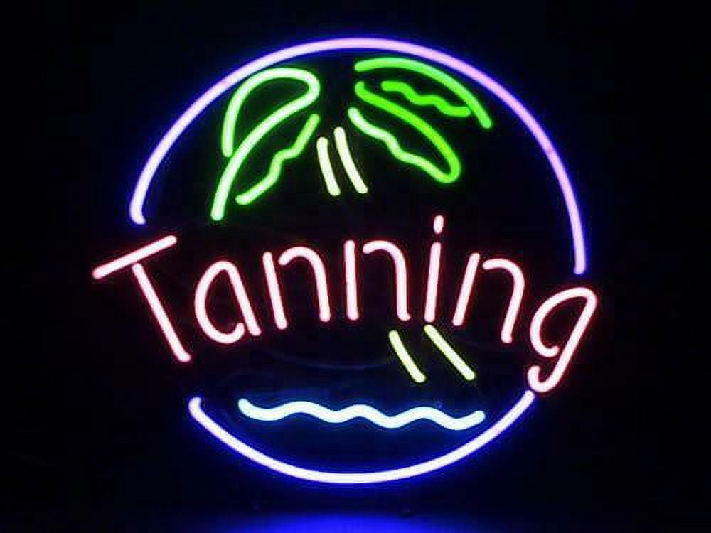 Queen Sense 20"x16" Tanning Palm Tree Island Neon Sign Man Cave ...