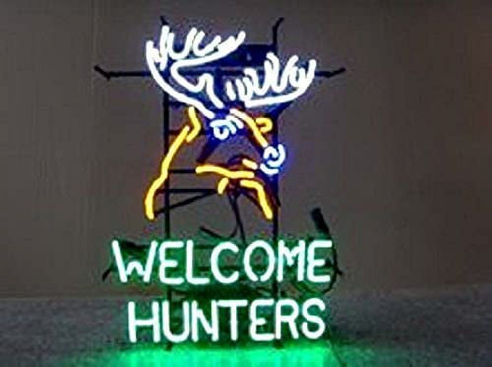 Queen Sense 20"x16" Welcome Hunters Deer Neon Sign Man Cave Pub Bar ...