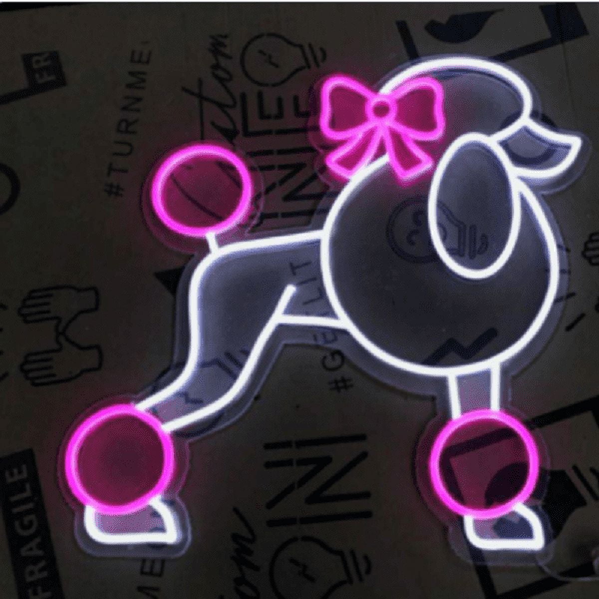 Queen Sense 20"x19.3" Poodle LED Sign Light Wall Decor Party Night ...