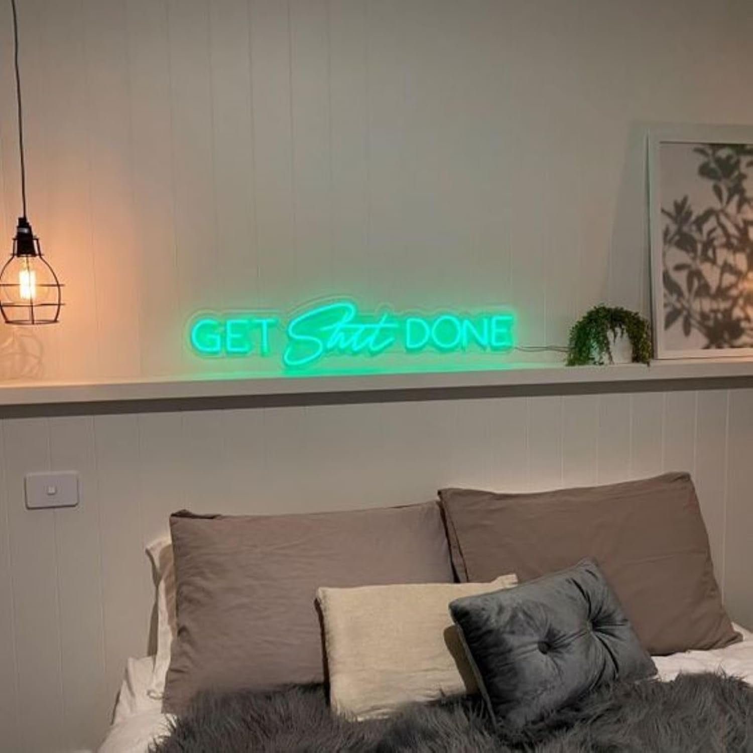 Queen Sense 20"x4.4" Get Shit Done LED Sign Light Wall Decor Party ...