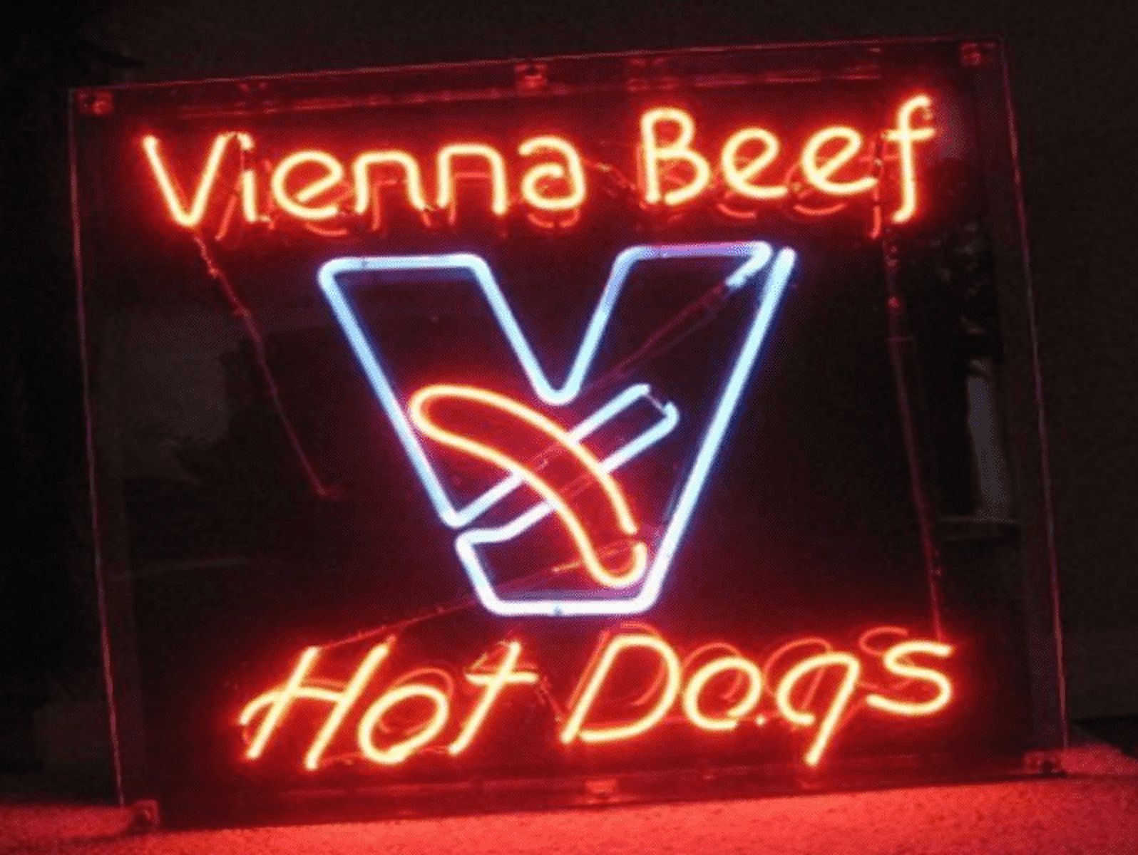 Queen Sense 24" Vienna Beef Hot Dogs Neon Sign Acrylic Box Man Cave Pub ...