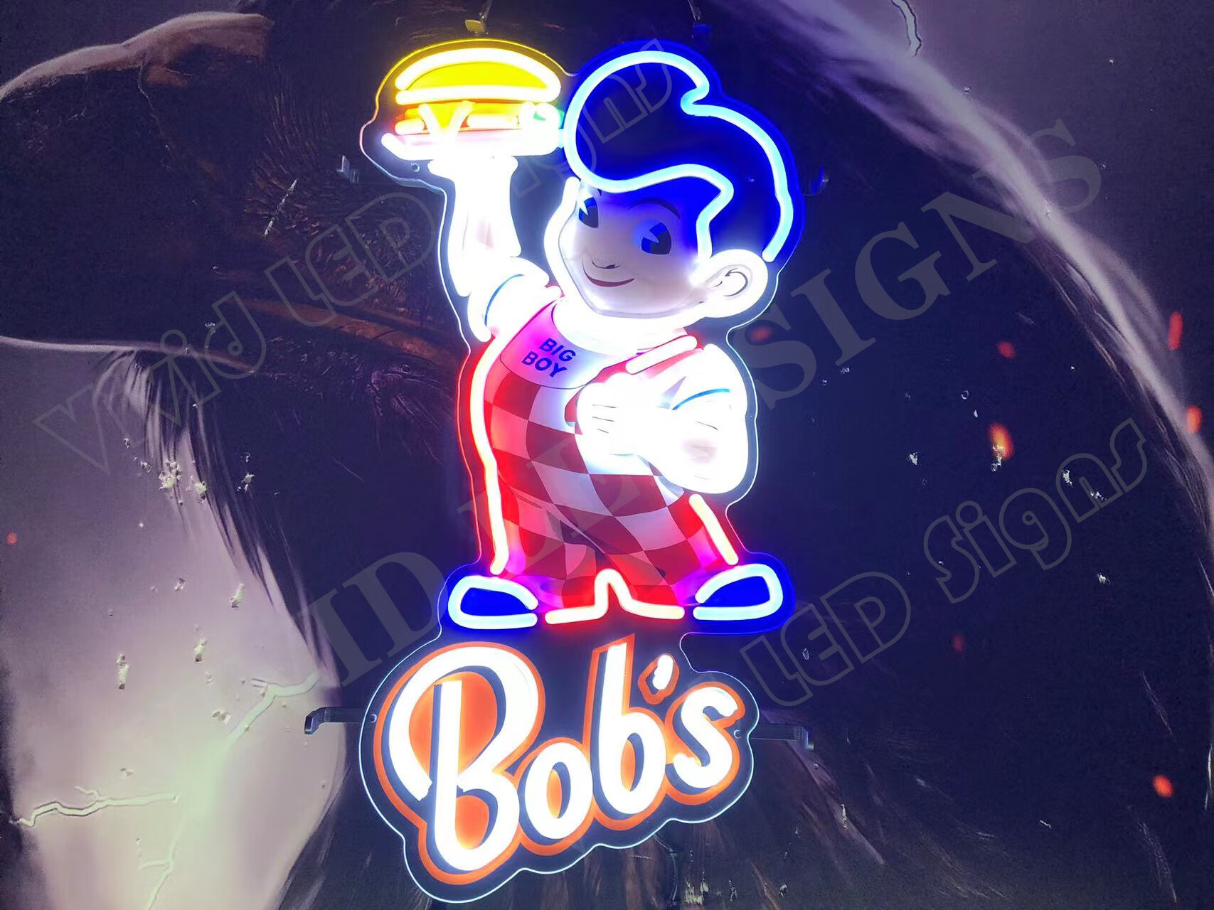 Queen Sense 24"x13" Big Boy Bob's Restaurant Burger LED Sign Light Neon ...