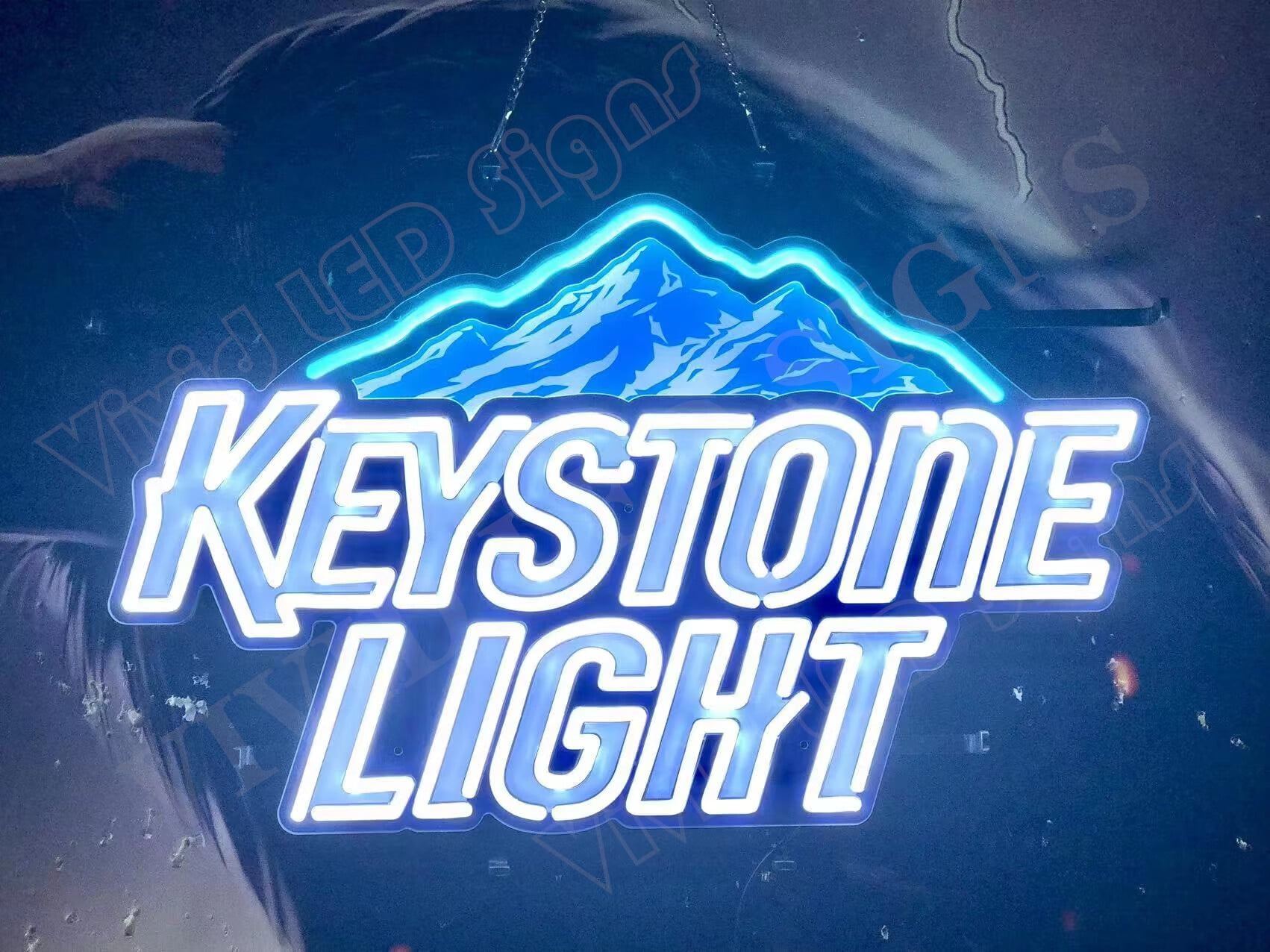 Queen Sense 24"x16" Keystone Light Beer Mountain LED Sign Light Neon ...