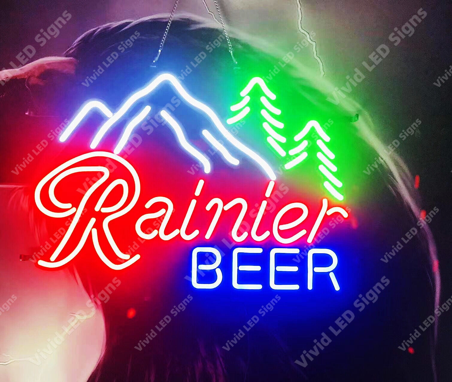 Queen Sense 24"x16" Rainiers Beer Mountain LED Sign Light Neon Signs ...