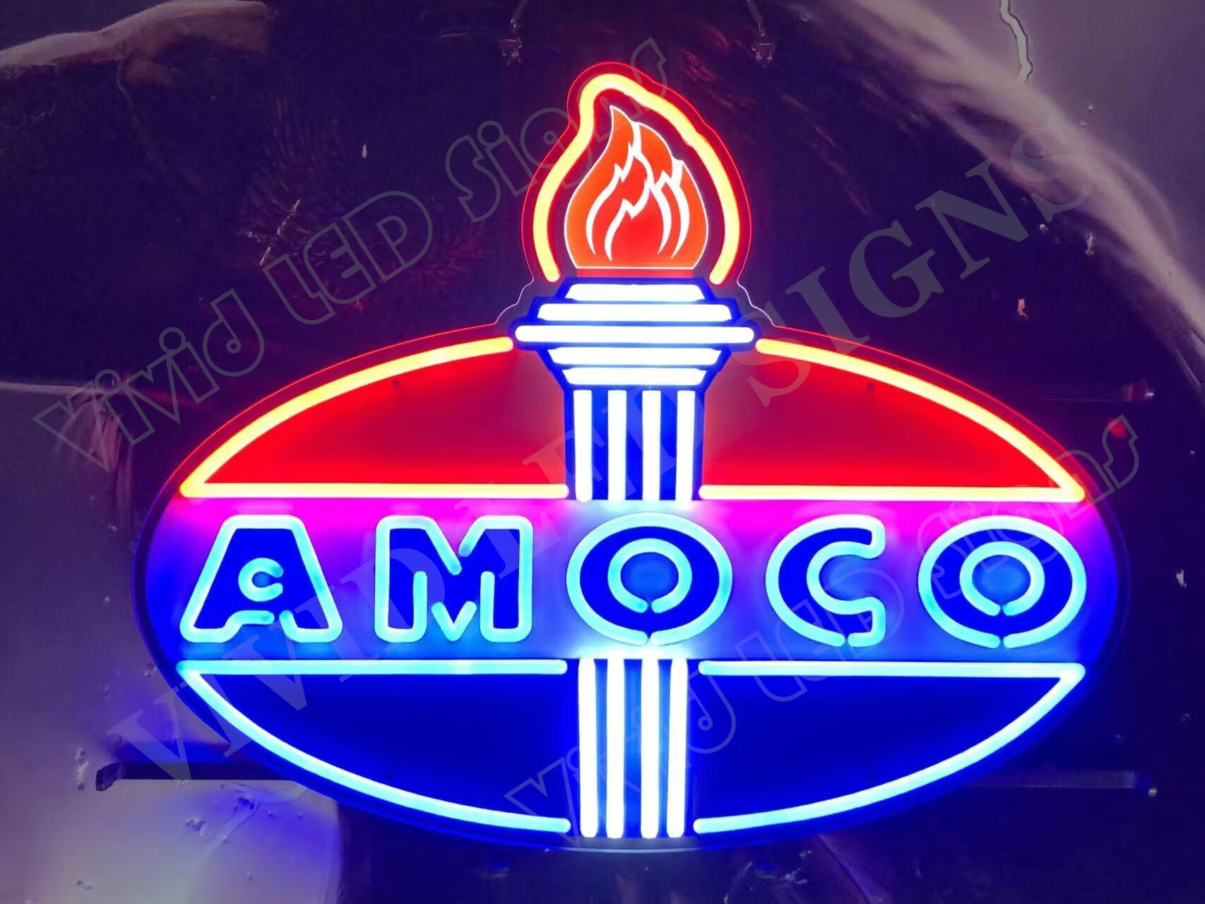 Queen Sense 24"x18" Amoco Oil Gas Gasoline LED Sign Light Neon Signs ...