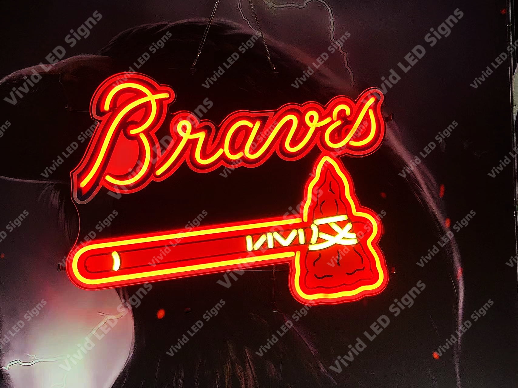 Queen Sense 24"x18" For Atlantas Sports League Braves Tomahawks LED ...