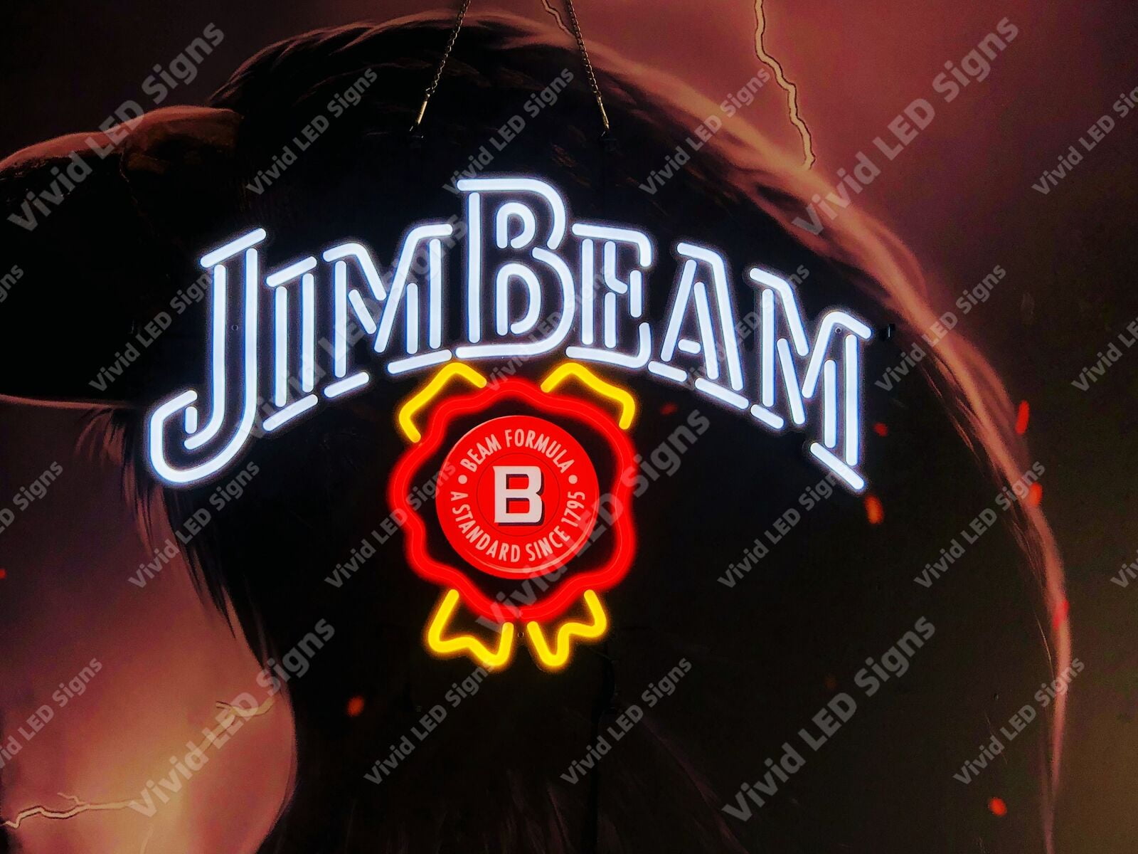 Queen Sense 24"x18" Jim Beams Whiskey LED Sign Light Neon Signs With ...