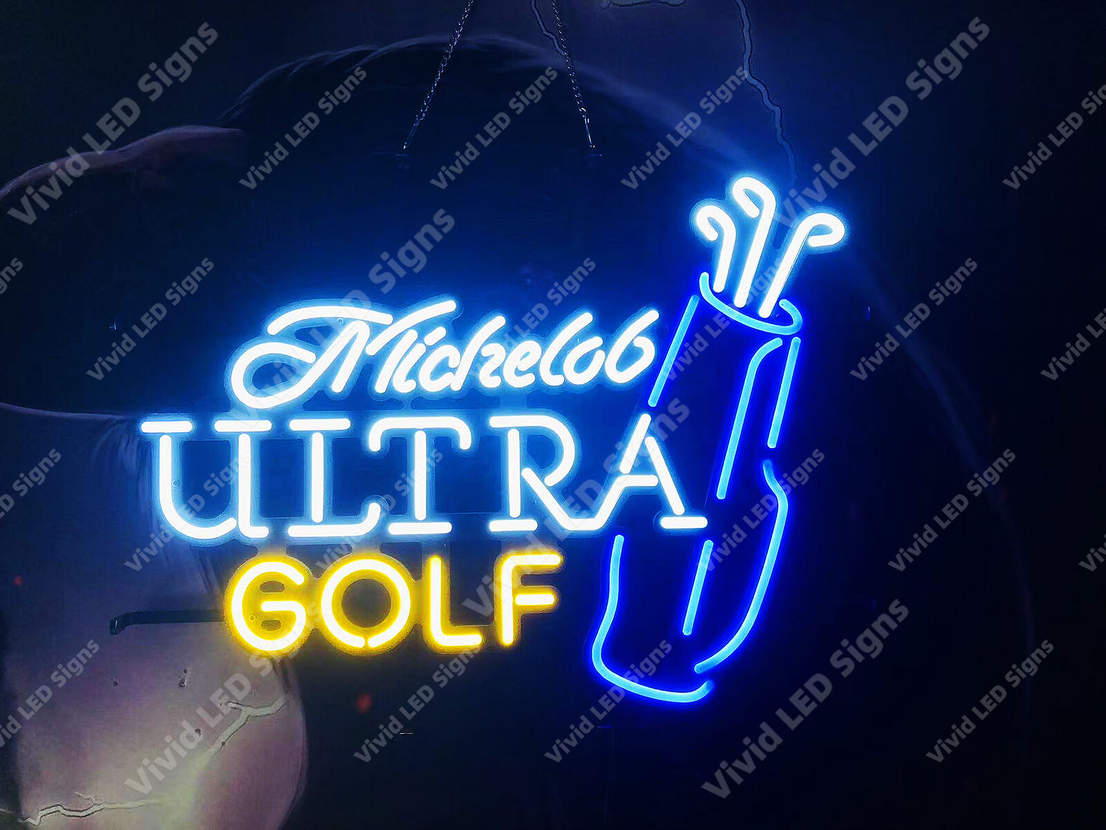 Queen Sense 24"x18" Light Lager Ultra Beer Golf Bag LED Sign Light Neon ...