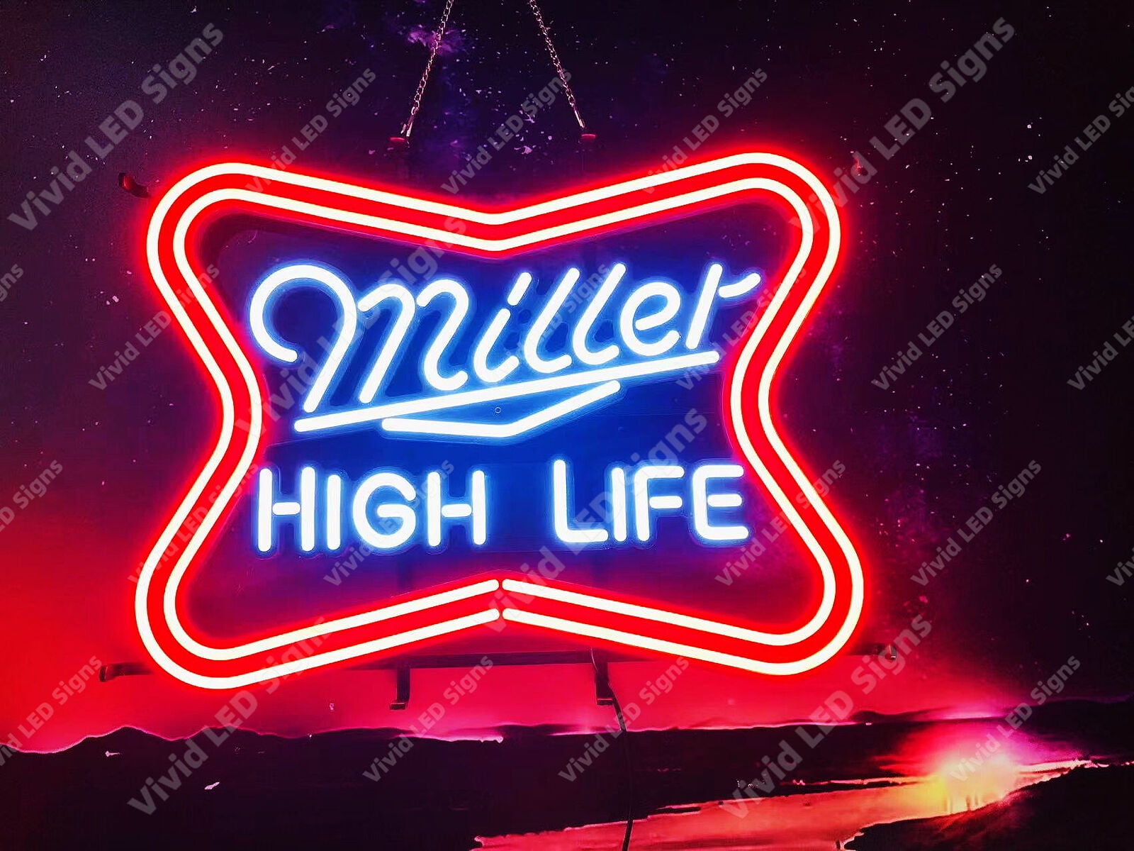 Queen Sense 24"x18" Millers High Life LED Sign Light Neon Signs With ...