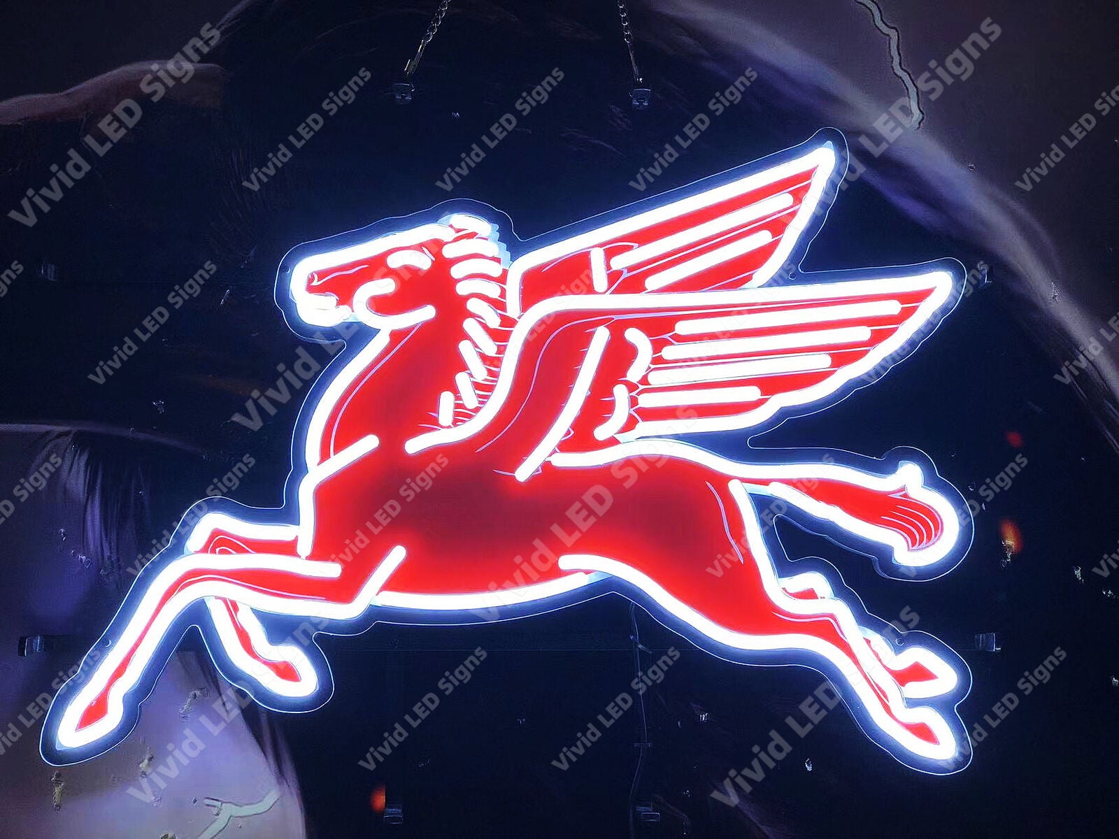 Queen Sense 24"x18" Mobilgas Mobil Oil Flying Pegasus Horse LED Sign ...