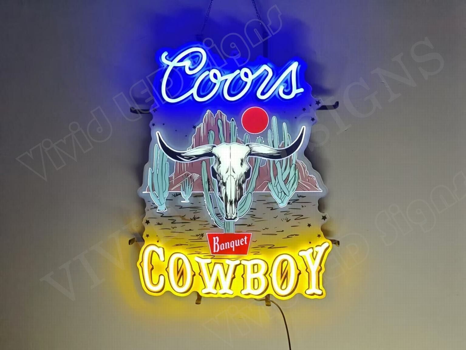Queen Sense 24"x19" Custom Coor Banquet Rodeo Beer Cowboy LED Sign ...