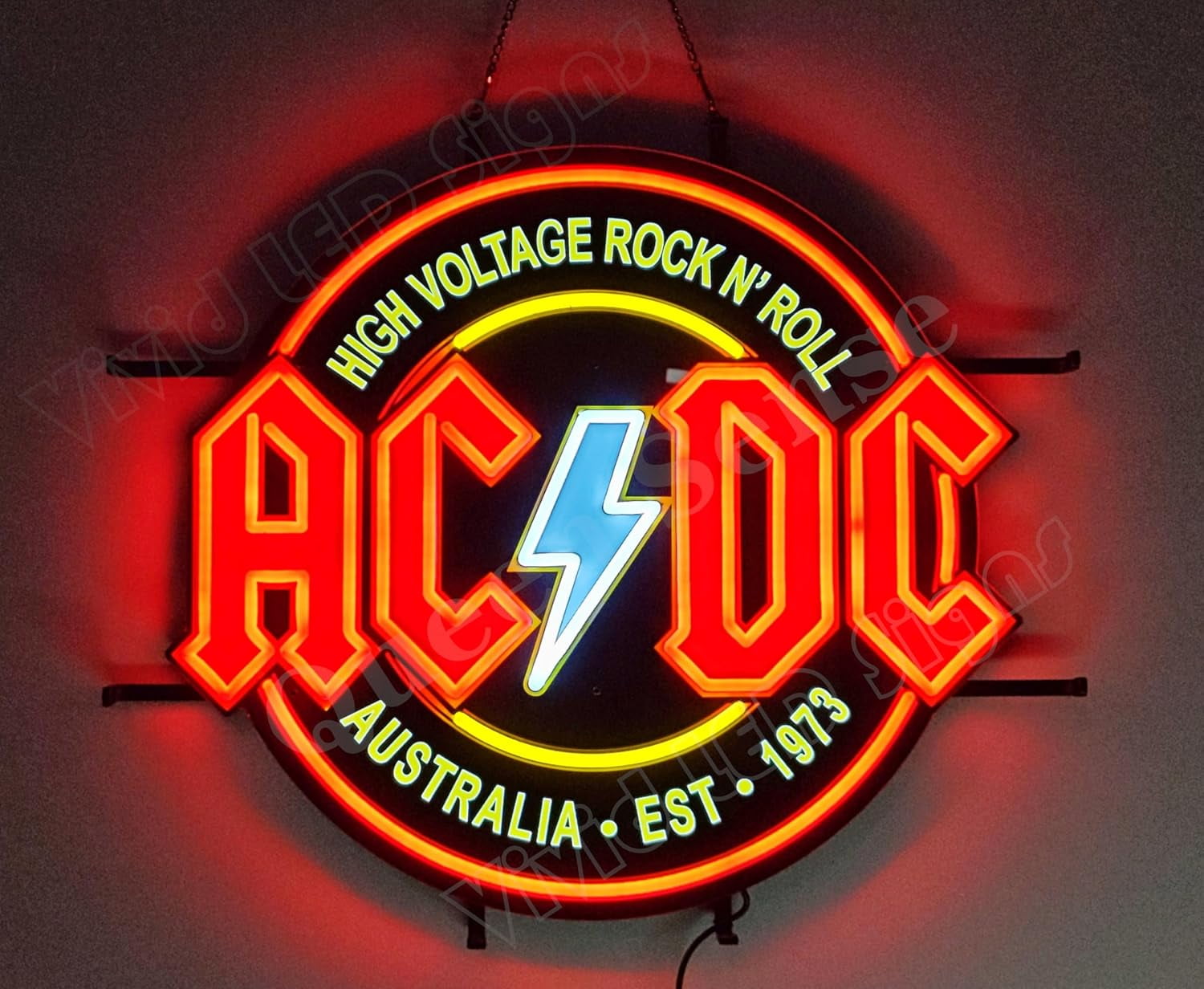 Queen Sense 24"x20" AC/DC ACDC High Voltage Rock N Roll Est 1973 LED ...