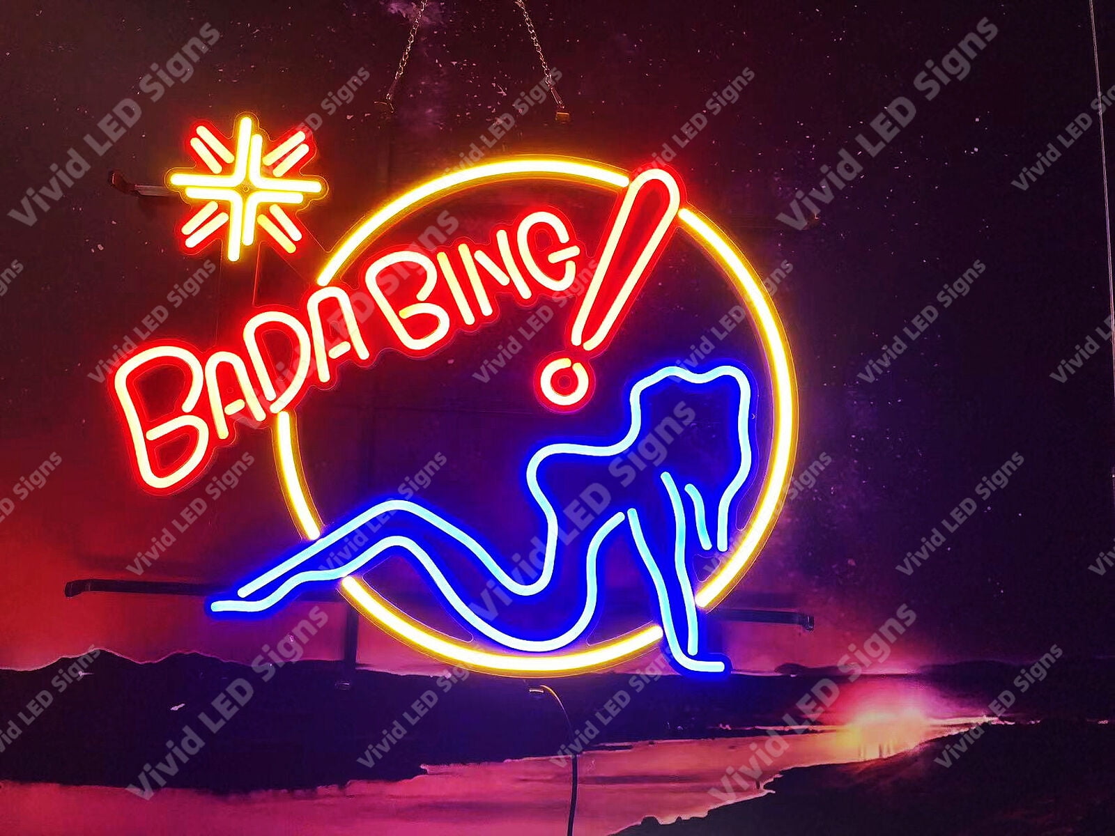 Queen Sense 24"x20" Bada Bing Girl LED Sign Light Neon Signs With ...