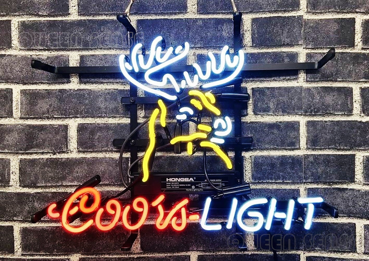Queen Sense 24"x20" Coor Light Deer Buck Stag Neon Sign Man Cave Pub ...