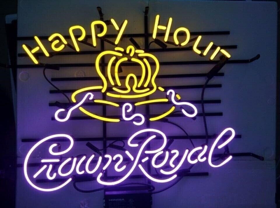 Queen Sense 24"x20" Custom Crown Royals happy Hour Neon Sign Man Cave ...