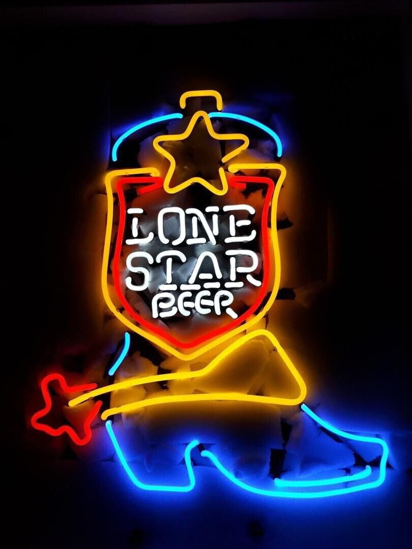 Queen Sense 24"x20" Custom Lone Stars Boot Neon Sign Man Cave Beer Pub ...