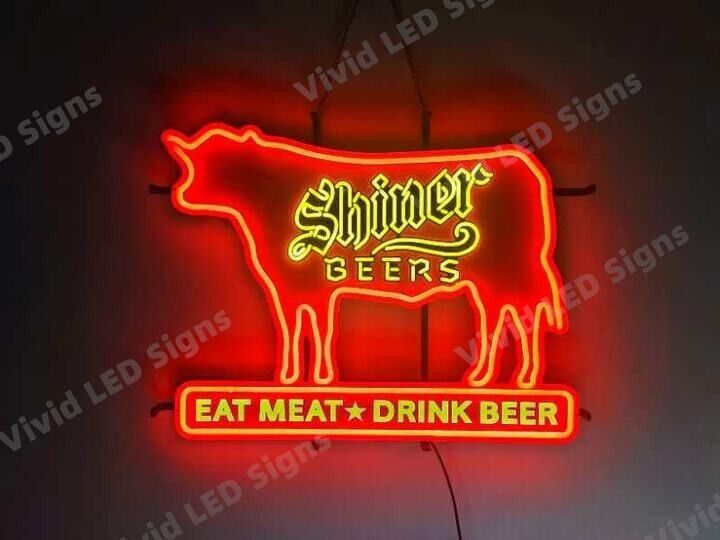 Queen Sense 24"x20" Custom Shiners Eat Meat Drink Beer LED Sign Light ...
