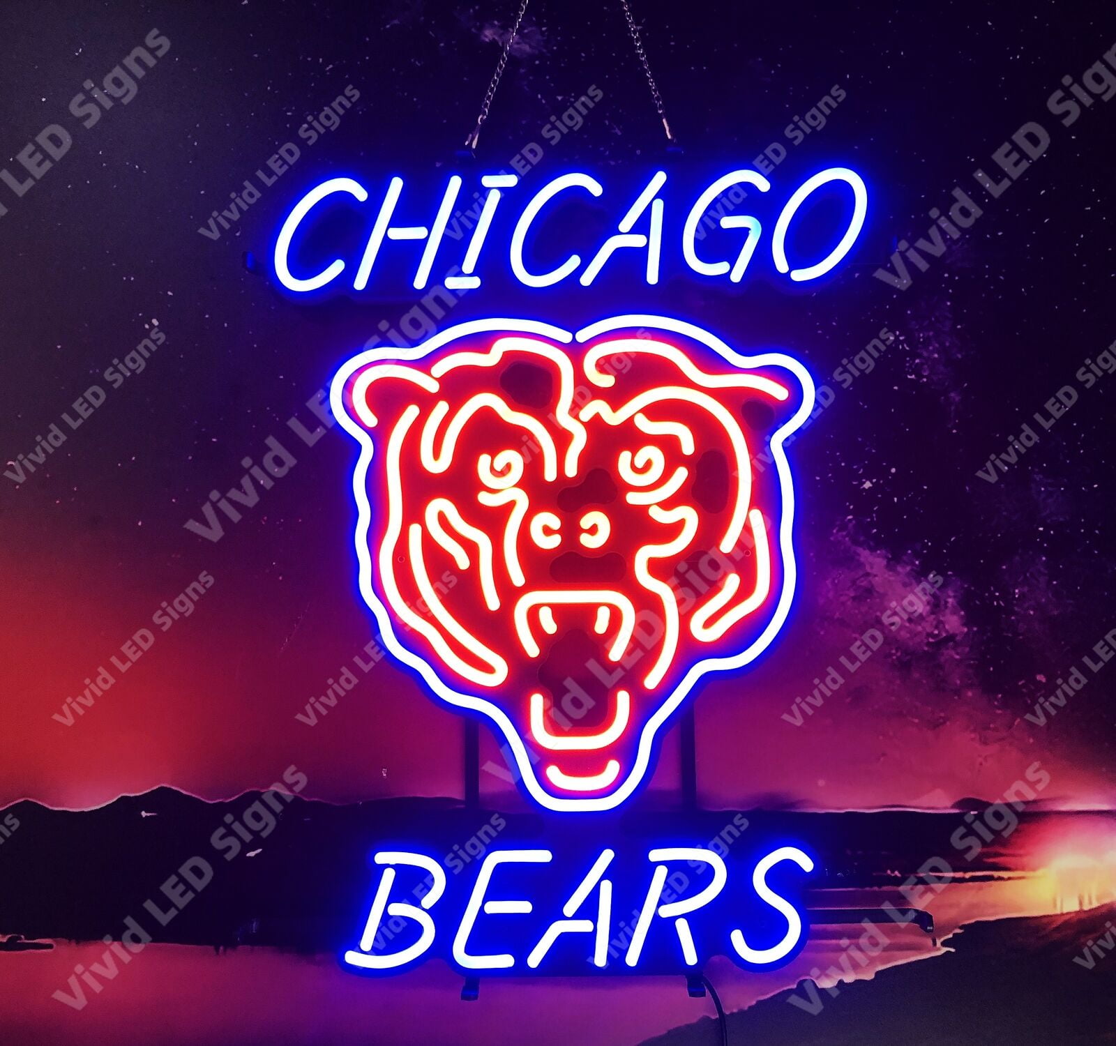 Queen Sense 24"x20" For Chicagos Sports League Bears LED Sign Light ...