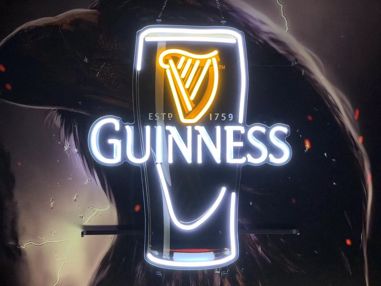 Queen Sense 24"x20" Guinness's Harp Irish Beer Cup LED Sign Light Neon ...