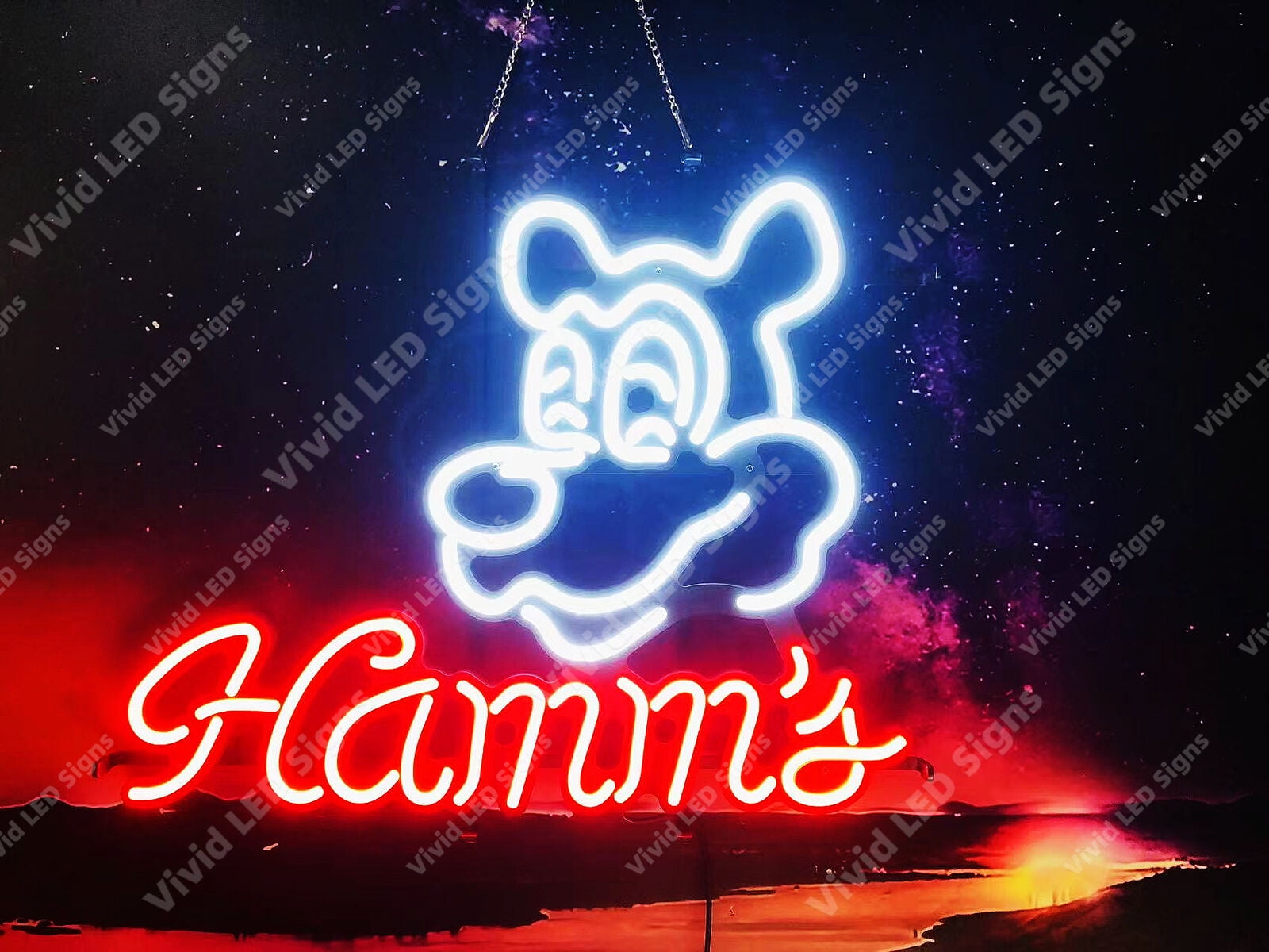 Queen Sense 24"x20" Hamm's Beer LED Sign Light Neon Signs With Dimmer ...