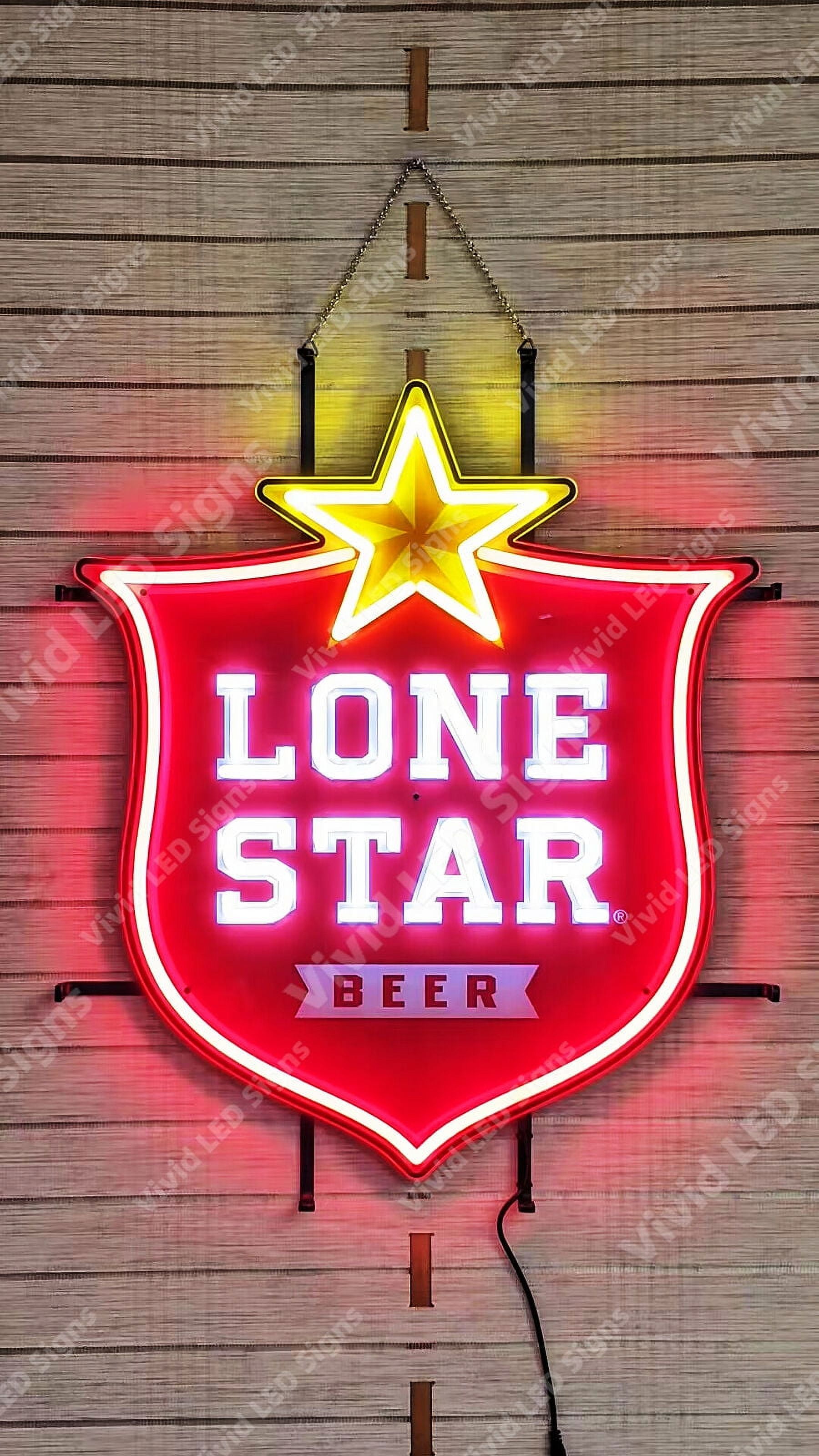 Queen Sense 24"x20" Lone Stars Beer LED Sign Light Neon Signs With ...