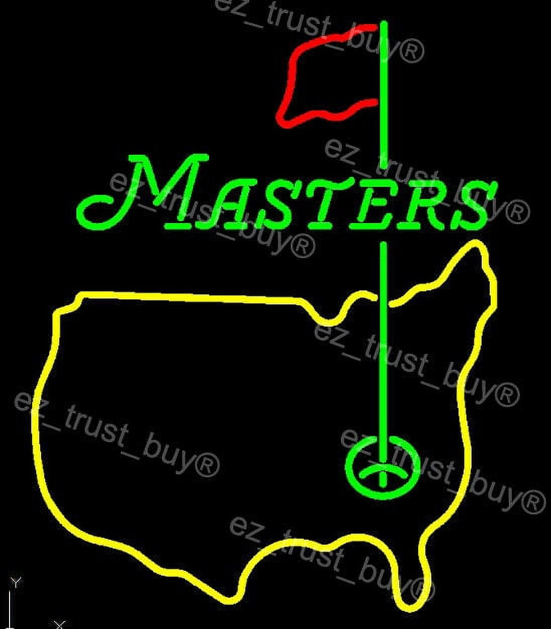 Queen Sense 24"x20" Masters Tournament Golf Neon Sign Man Cave Handmade ...