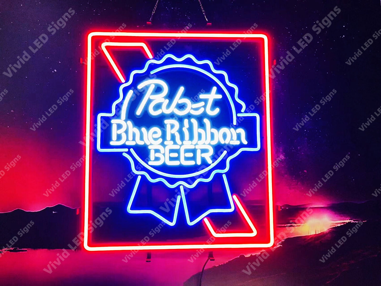 Queen Sense 24"x20" Pabst Blue Ribbons LED Sign Light Neon Signs With ...