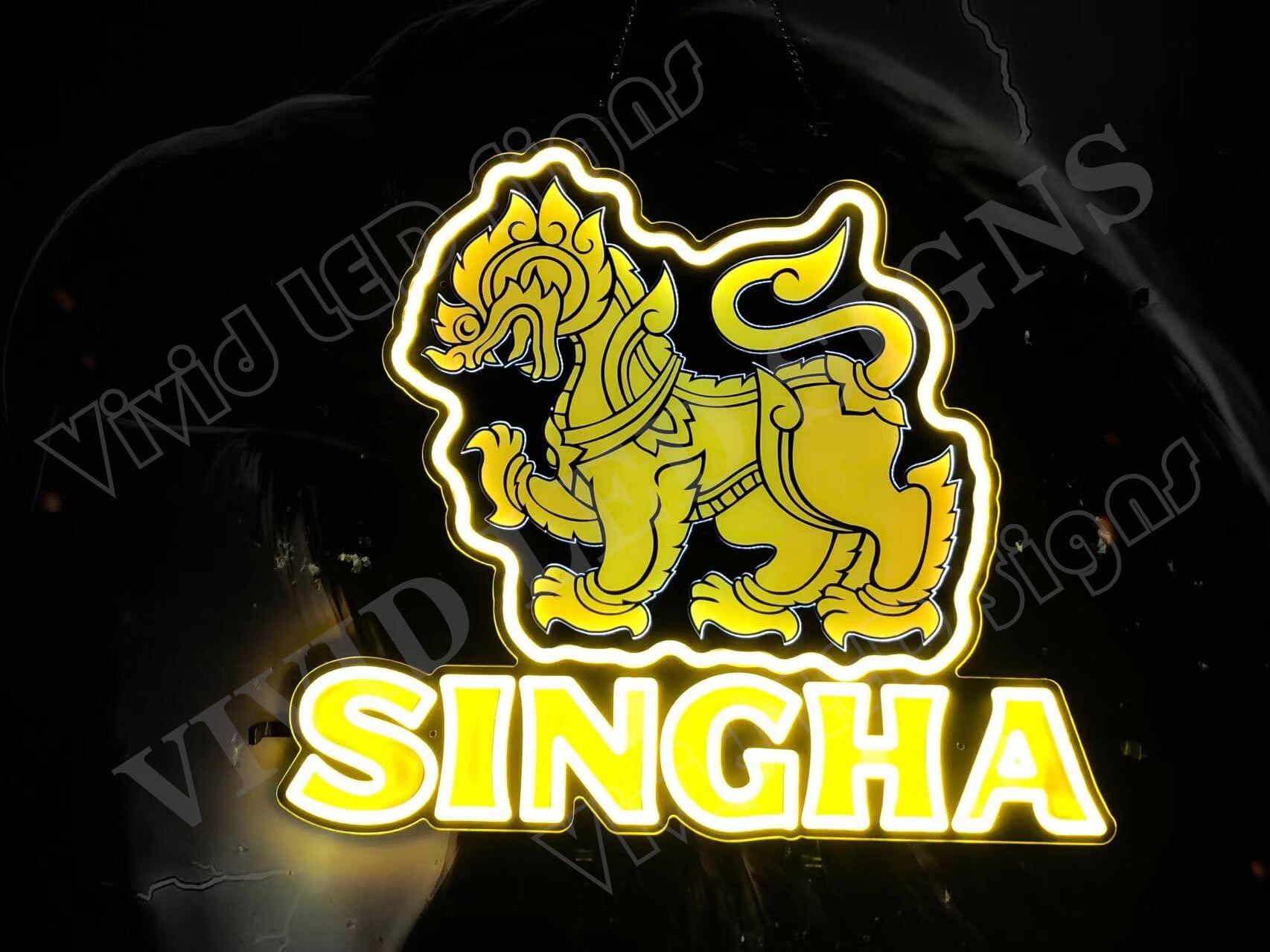 Queen Sense 24"x20" Singha Thai Beer Lion LED Sign Light Neon Signs ...