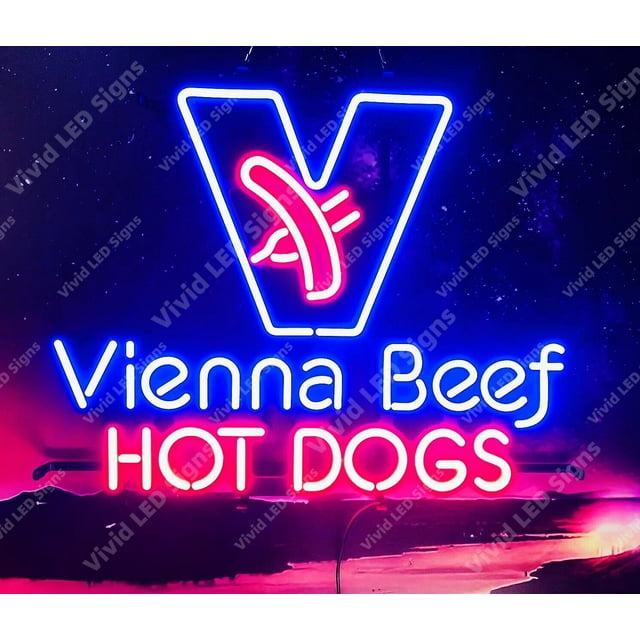 Queen Sense 24"x20" Vienna Beef Hot Dogs LED Sign Light Neon Signs With ...