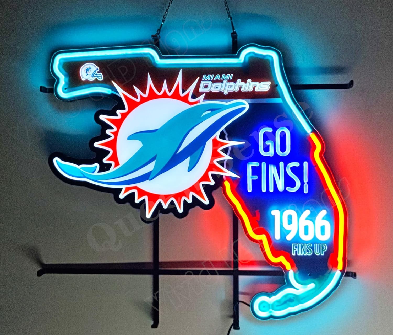 Queen Sense 24"x22" For Miamis Sports League Dolphins Miami Map LED ...