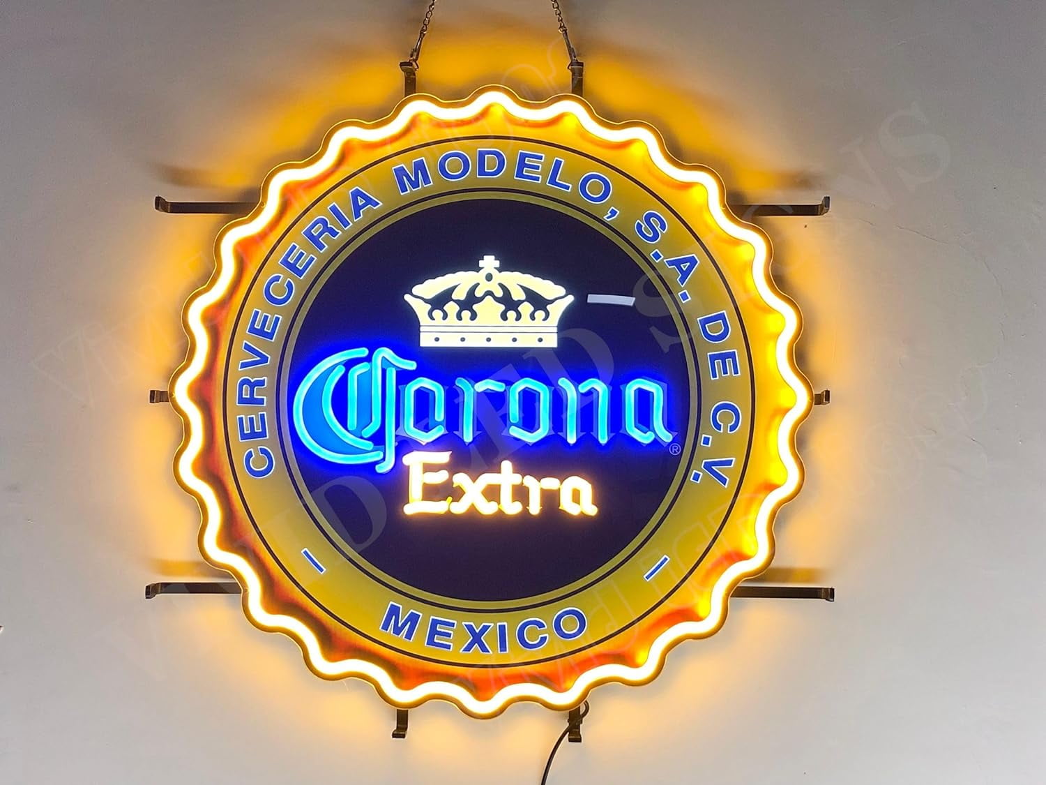 Queen Sense 24"x24" Coronas Extra Beer Bottle Cap LED Sign Light Neon ...