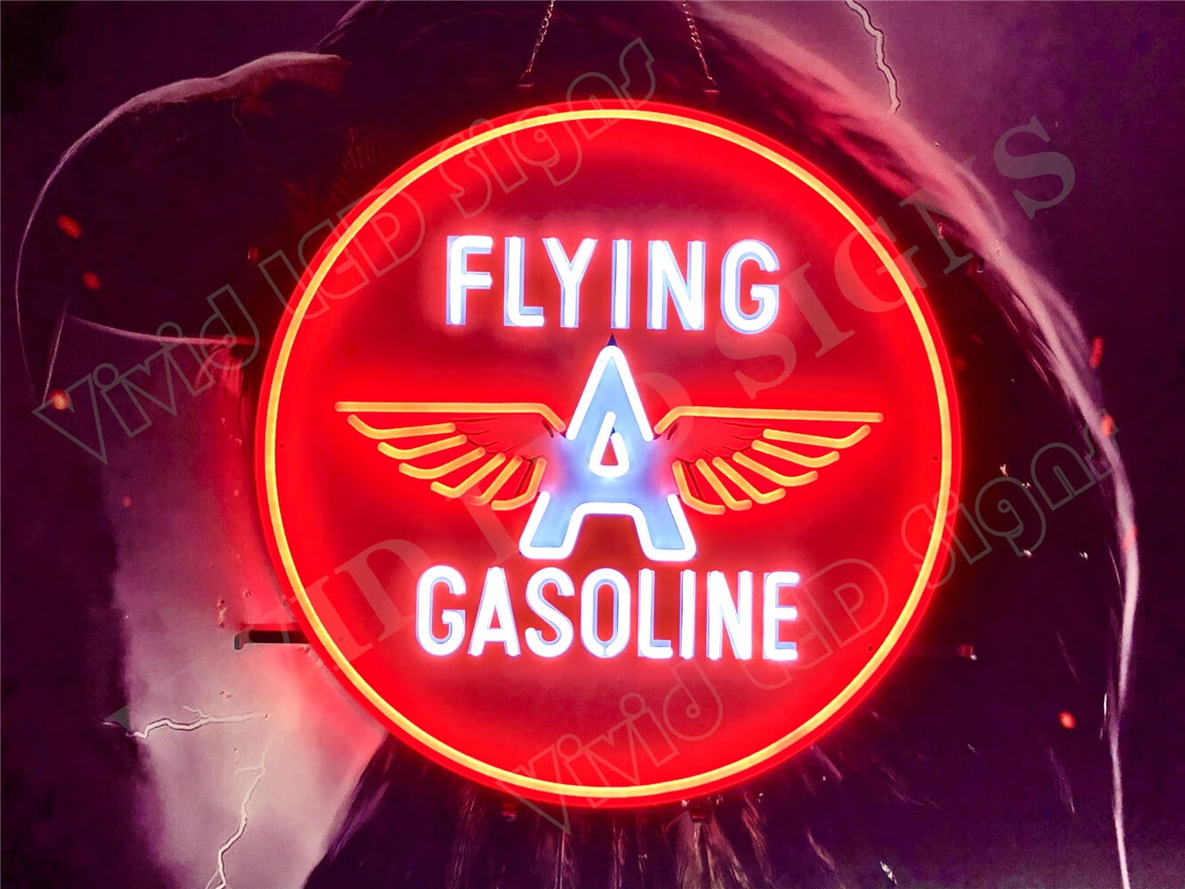 Queen Sense 24"x24" Flying A Gasoline Gas Oil LED Sign Light Neon Signs ...