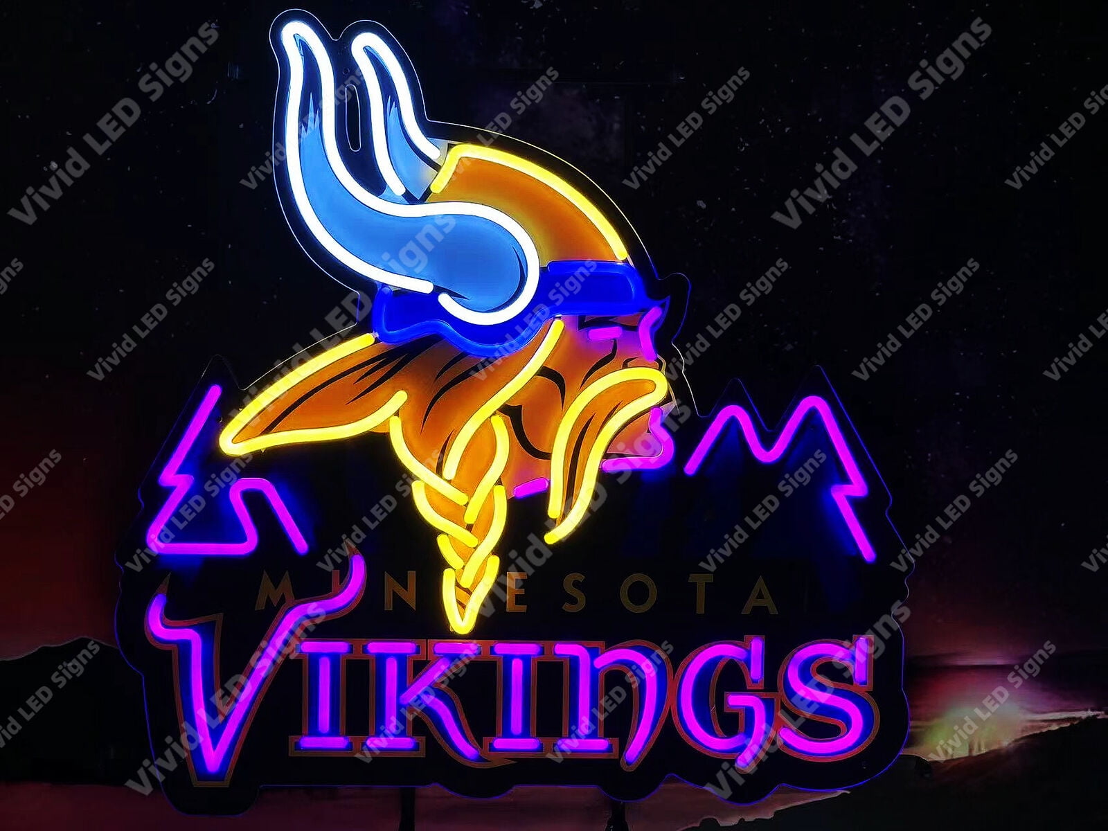 Queen Sense 24"x24" For Minnesotas Sports League Vikings LED Sign Light ...