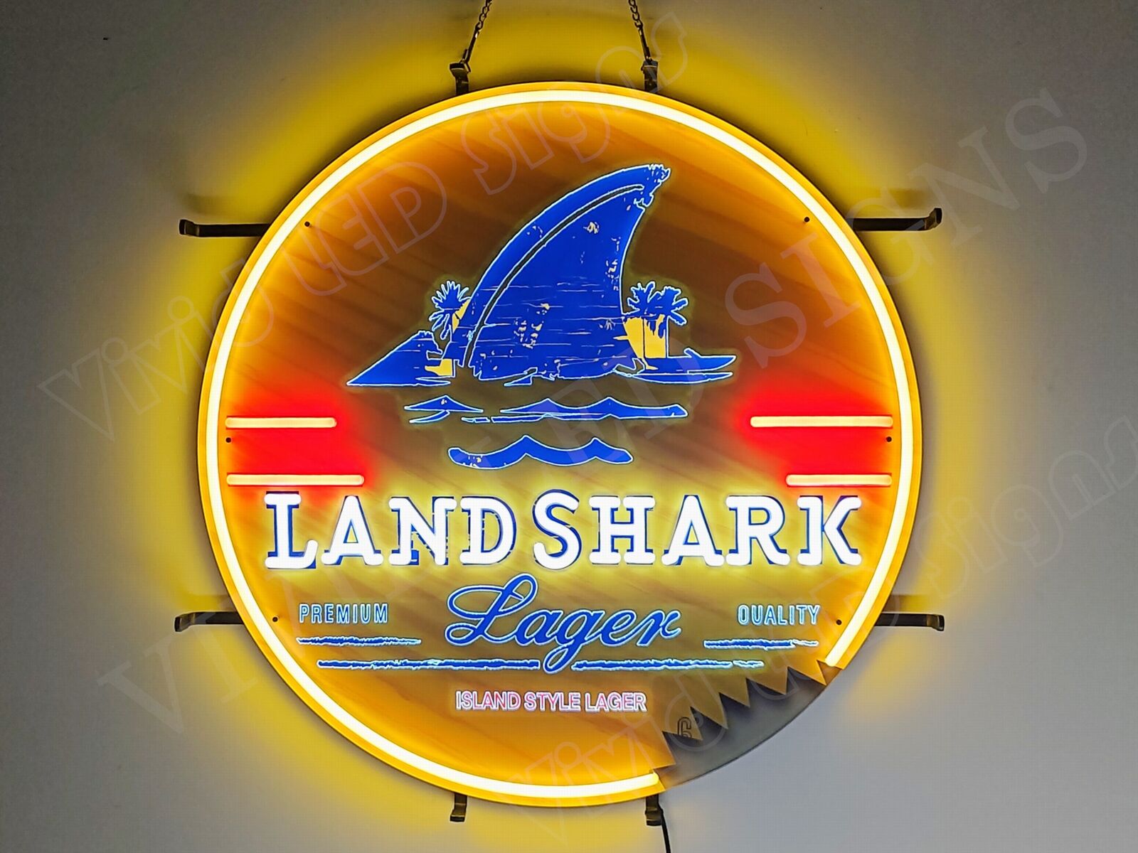 Queen Sense 24"x24" Land Sharks Landsharks Island Lager LED Sign Light ...