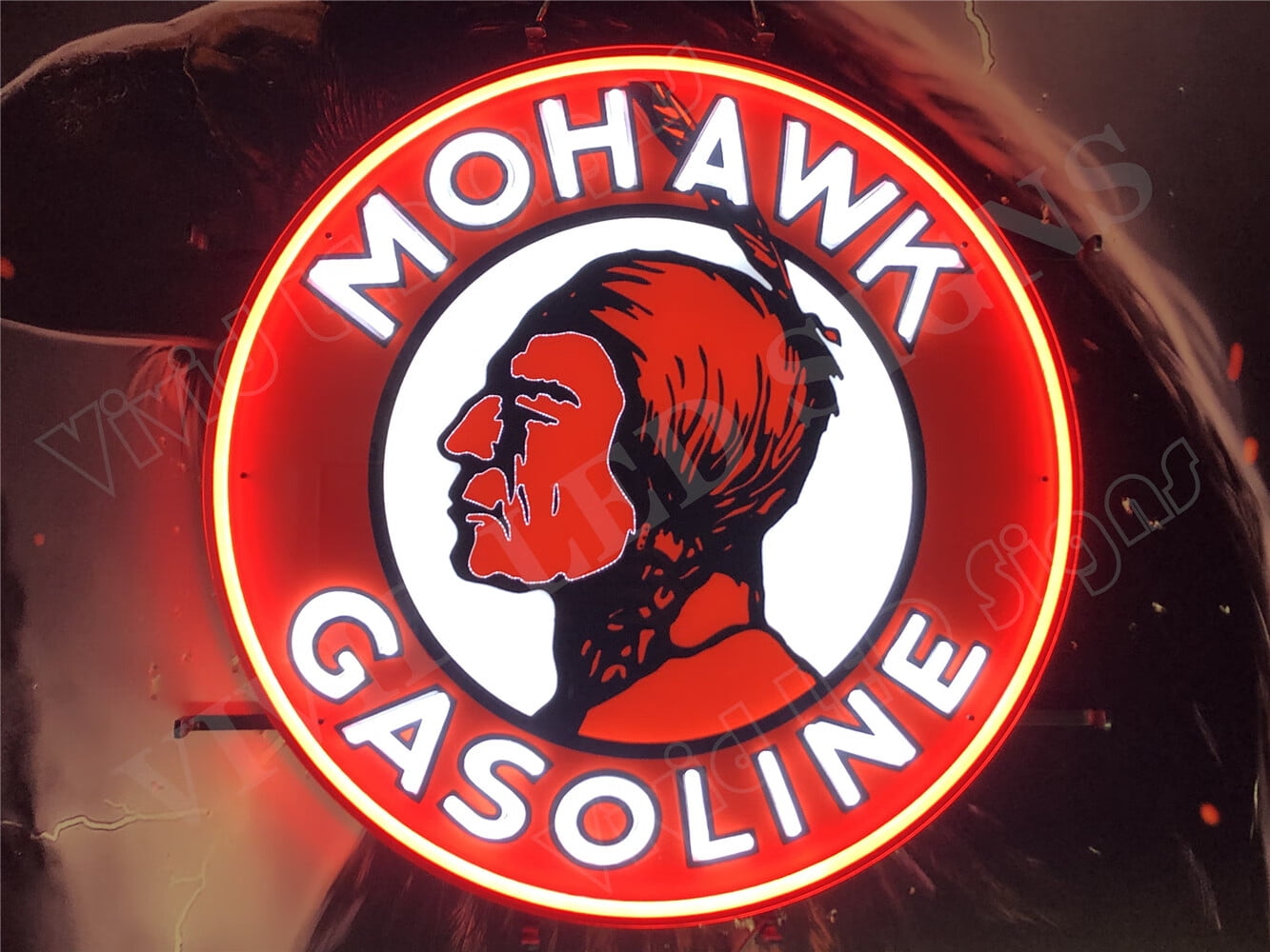 Queen Sense 24"x24" Mohawks Gasoline Gas Oil Station LED Sign Light ...