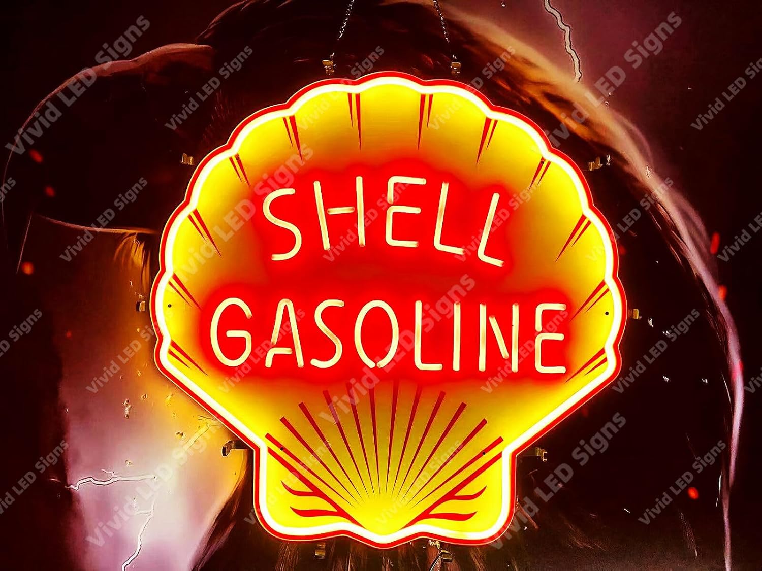 Queen Sense 24"x24" Shells Gasoline Motor Gas Oil Station LED Sign ...