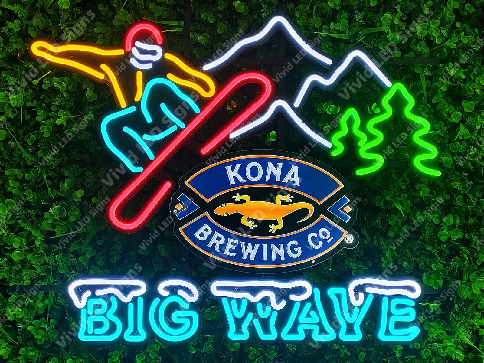Queen Sense 28"x24" Kona Brewing Company Big Wave Skiing LED Sign Light ...