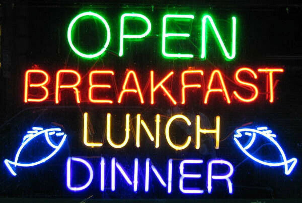Queen Sense 32"x24" Open Breakfast Lunch Dinner Neon Sign Handmade Man ...