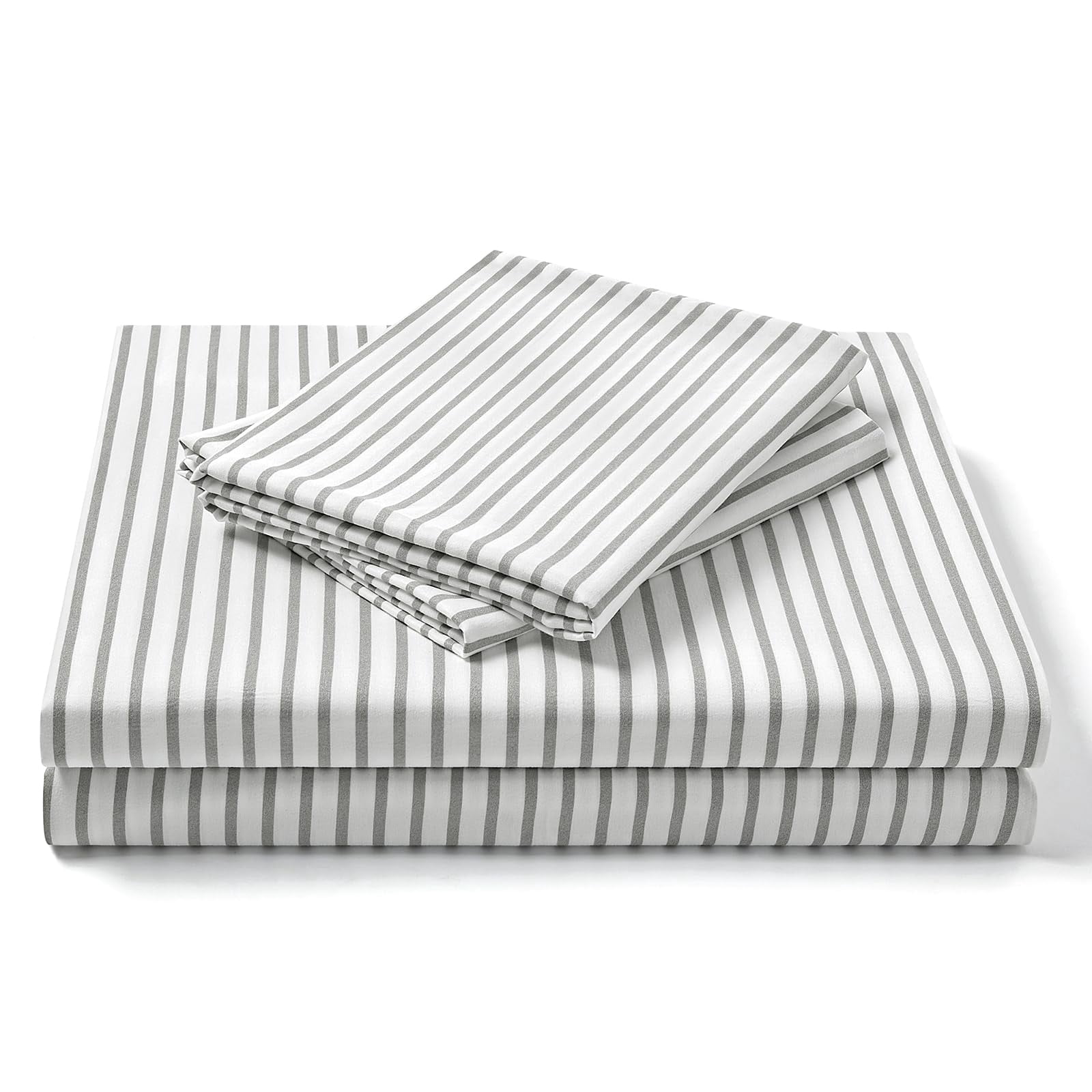 Queen Sheet Set 24 - Stripe Grey 4 Piece Hotel Luxury Bedding - Walmart.com