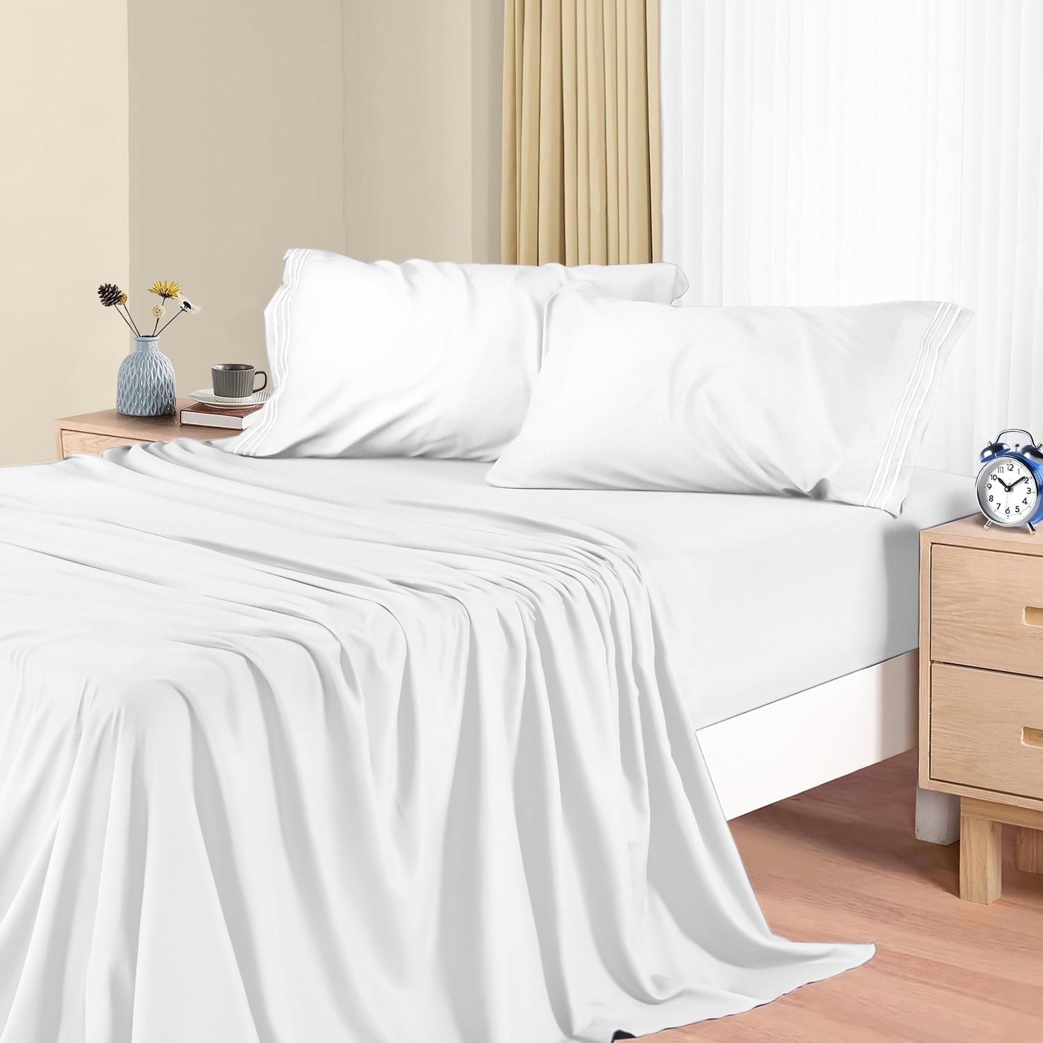 Queen Sheet Set 4 Pieces, Cooling & Super Soft Bed Sheets for Hot ...