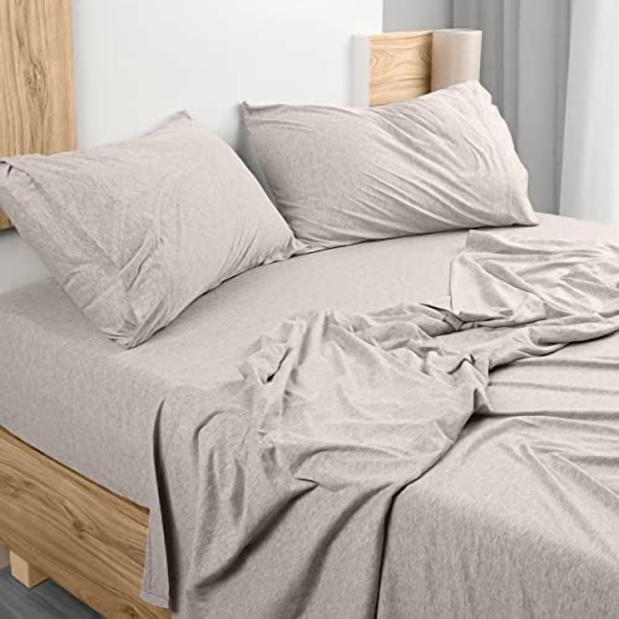 Queen Sheet Set - Jersey Knit Sheets 4 Piece – Cotton – Soft T-Shirt ...