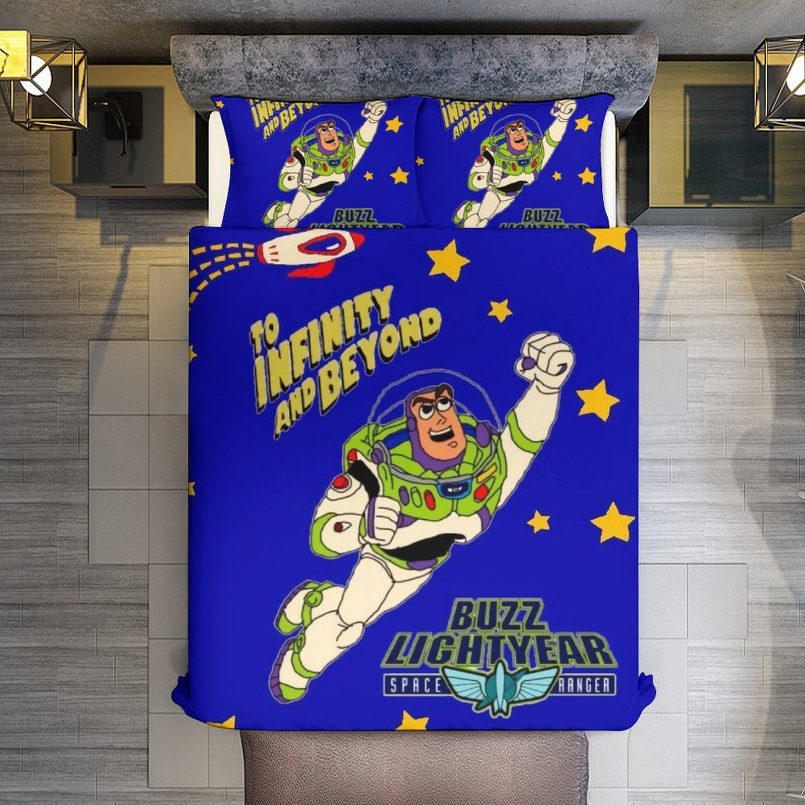 Queen Sheet Set,Pixar Toy Story Buzz Lightyear Strong Pose Duvet Cover ...