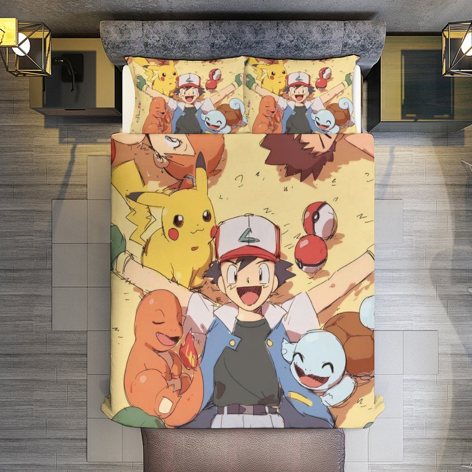Queen Sheet Set,Pokémon Charizard Duvet Cover Set with 2 Pillowcases ...