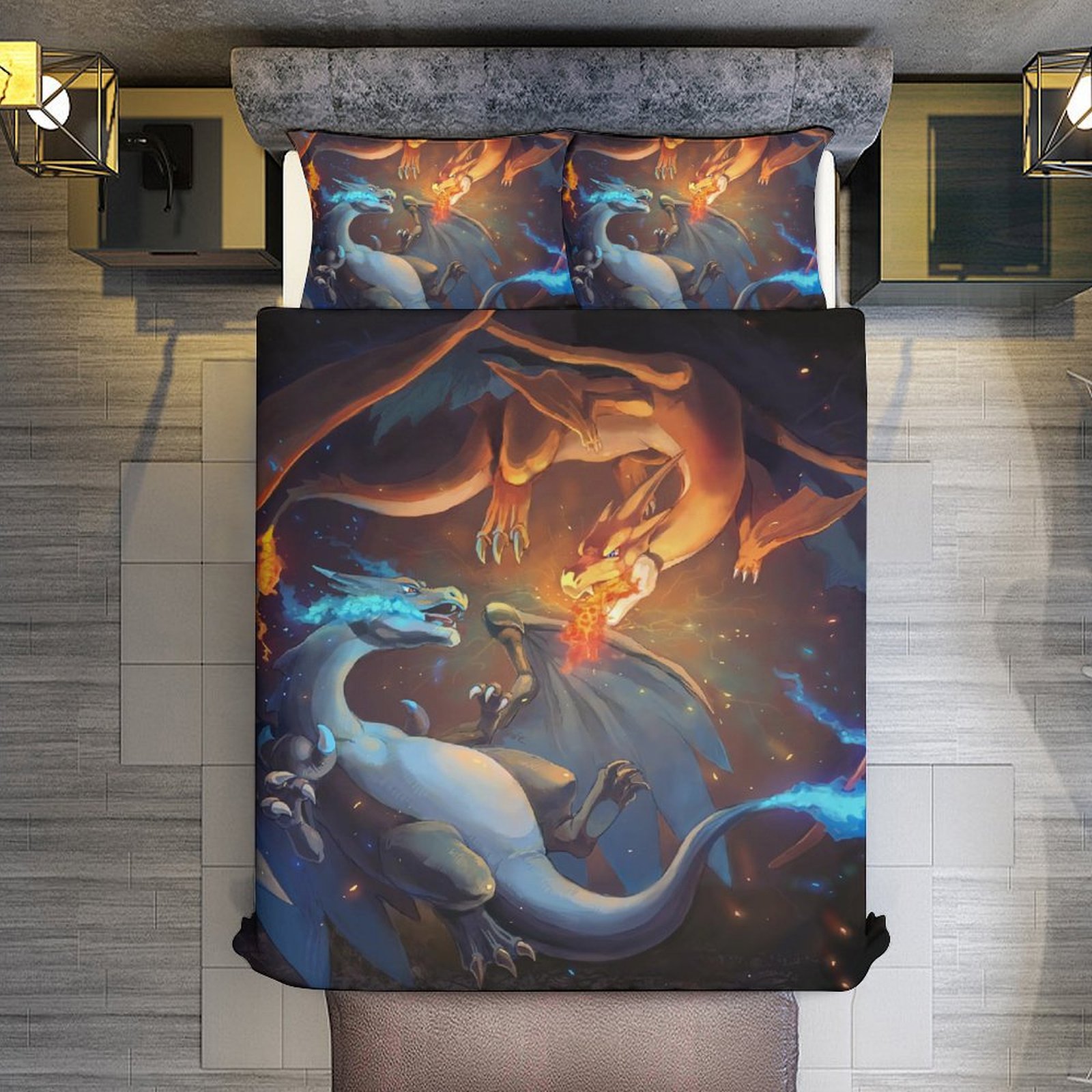 Queen Sheet Set,Pokémon-Pikachu Charizard Duvet Cover,Bed Sheet Set ...