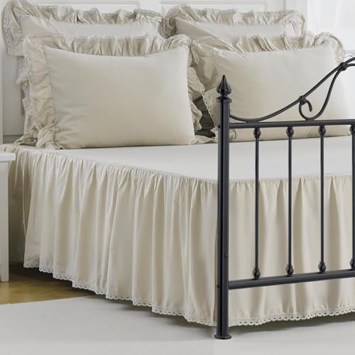 Queen Size 14 inch Drop White Dust Ruffle, 100% Lightweight Cotton ...