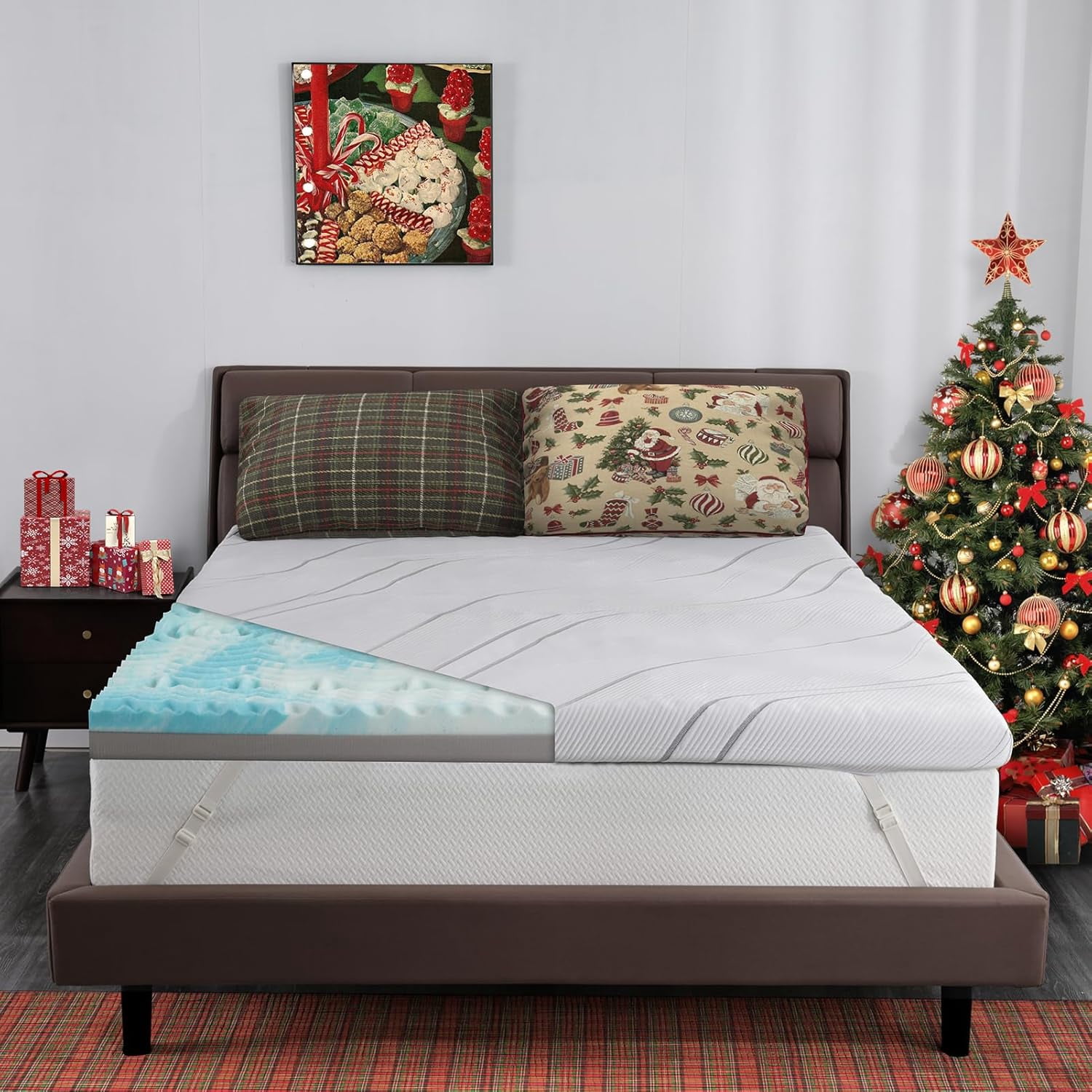 Queen Size 4 Inch Egg Crate Mattress Topper with Silk Cover, Firm to ...
