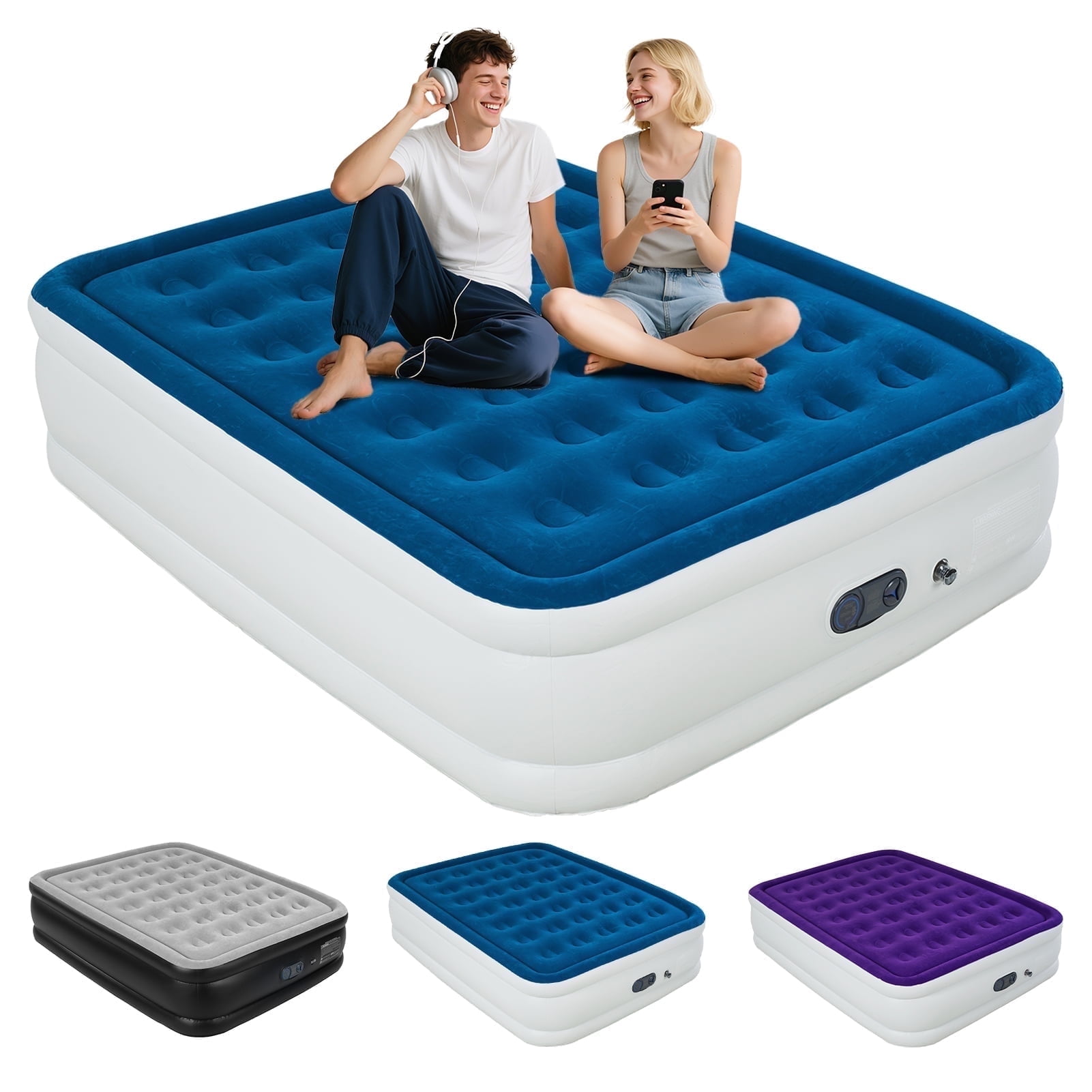 Queen Size Air Mattress with Built in Pump,High Portable 18" Inflatable ...