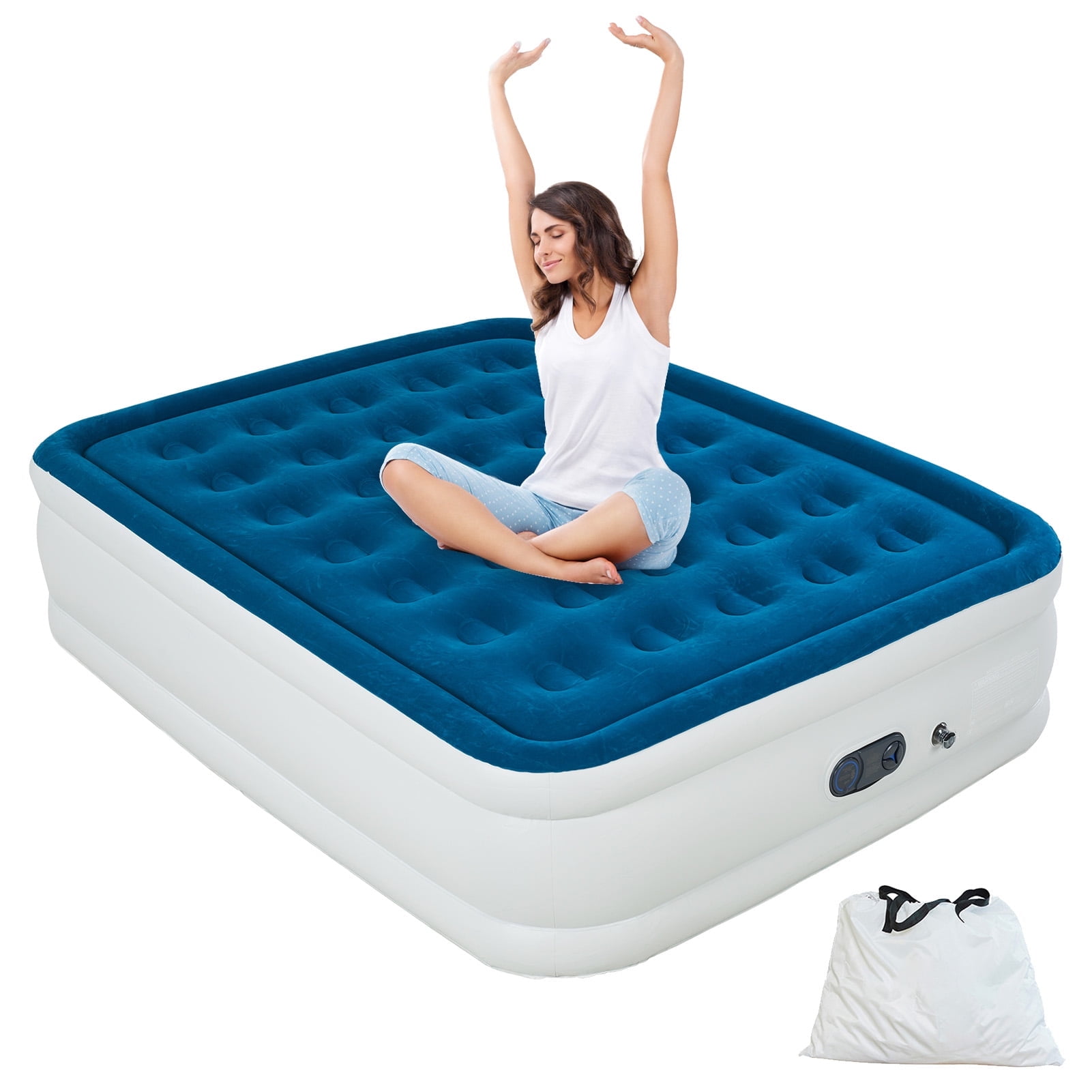 Queen Size Air Mattress with Built in Pump,High Portable 18" Inflatable ...