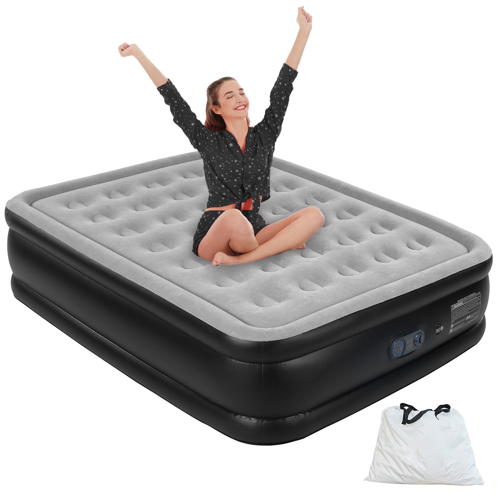 Queen Size Air Mattress with Built in Pump,High Portable 18" Inflatable ...